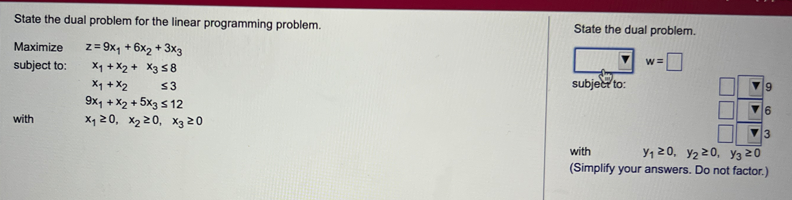 Solved State the dual problem for the linear programming | Chegg.com