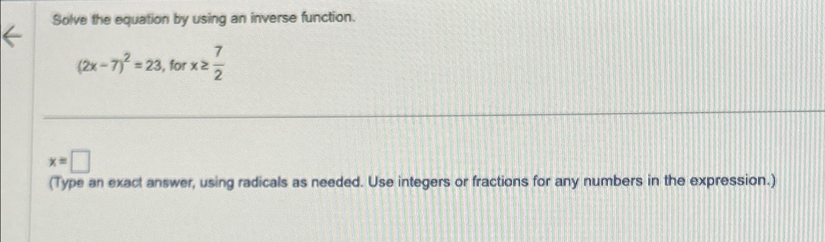 Solved Solve the equation by using an inverse | Chegg.com