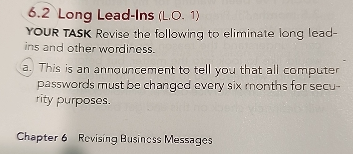 Solved 6.2 ﻿Long Lead-Ins (L.O. 1)YOUR TASK Revise the | Chegg.com