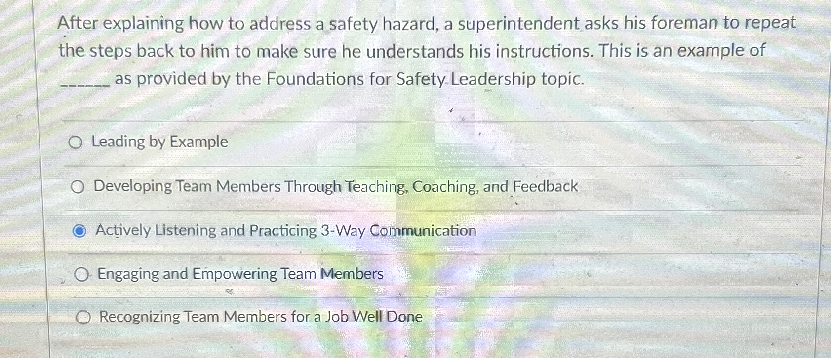 Solved After explaining how to address a safety hazard, a | Chegg.com