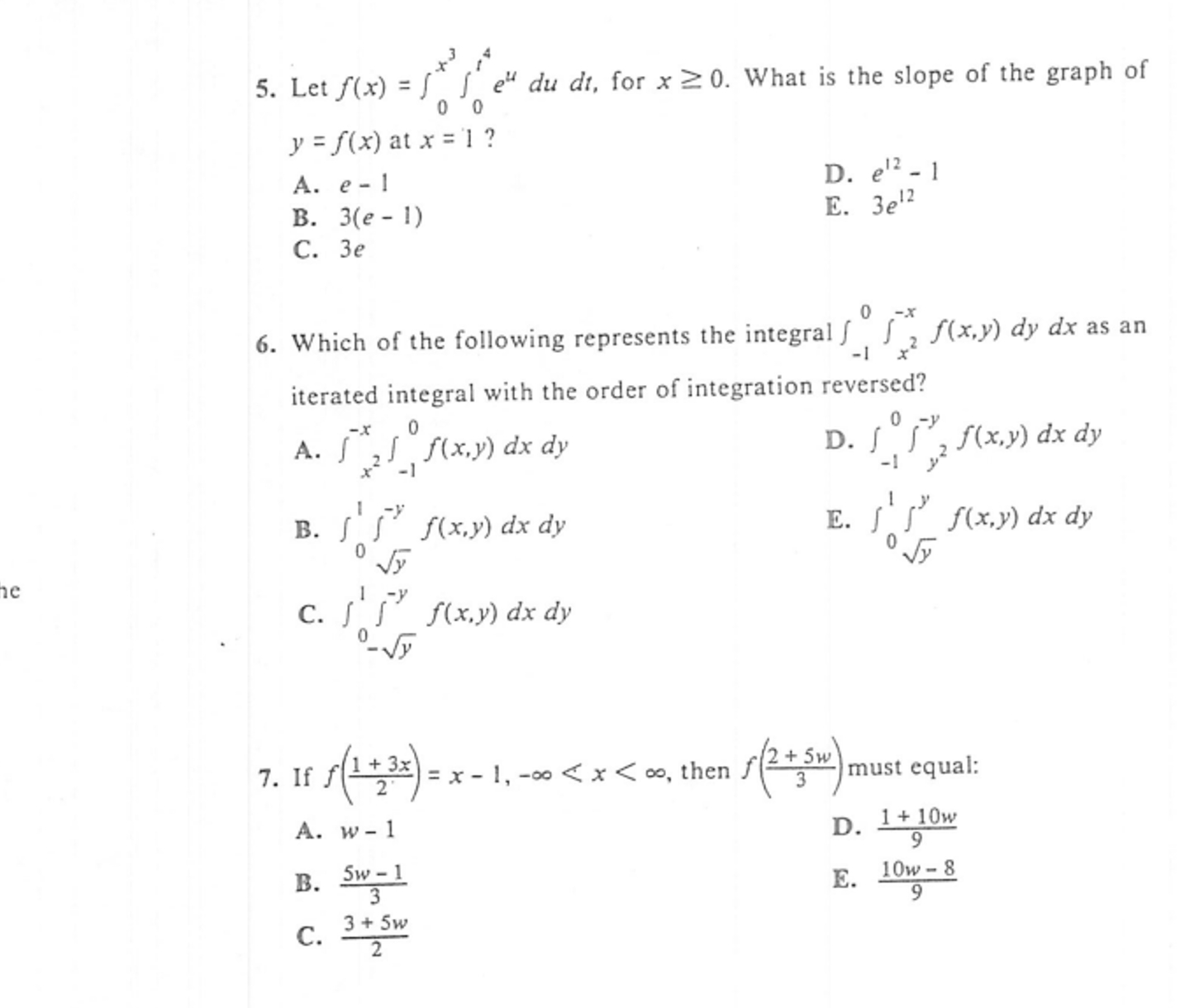 Solved Let f(x)=∫0x3∫0t4eududt, for x≥0. ﻿What is the slope | Chegg.com