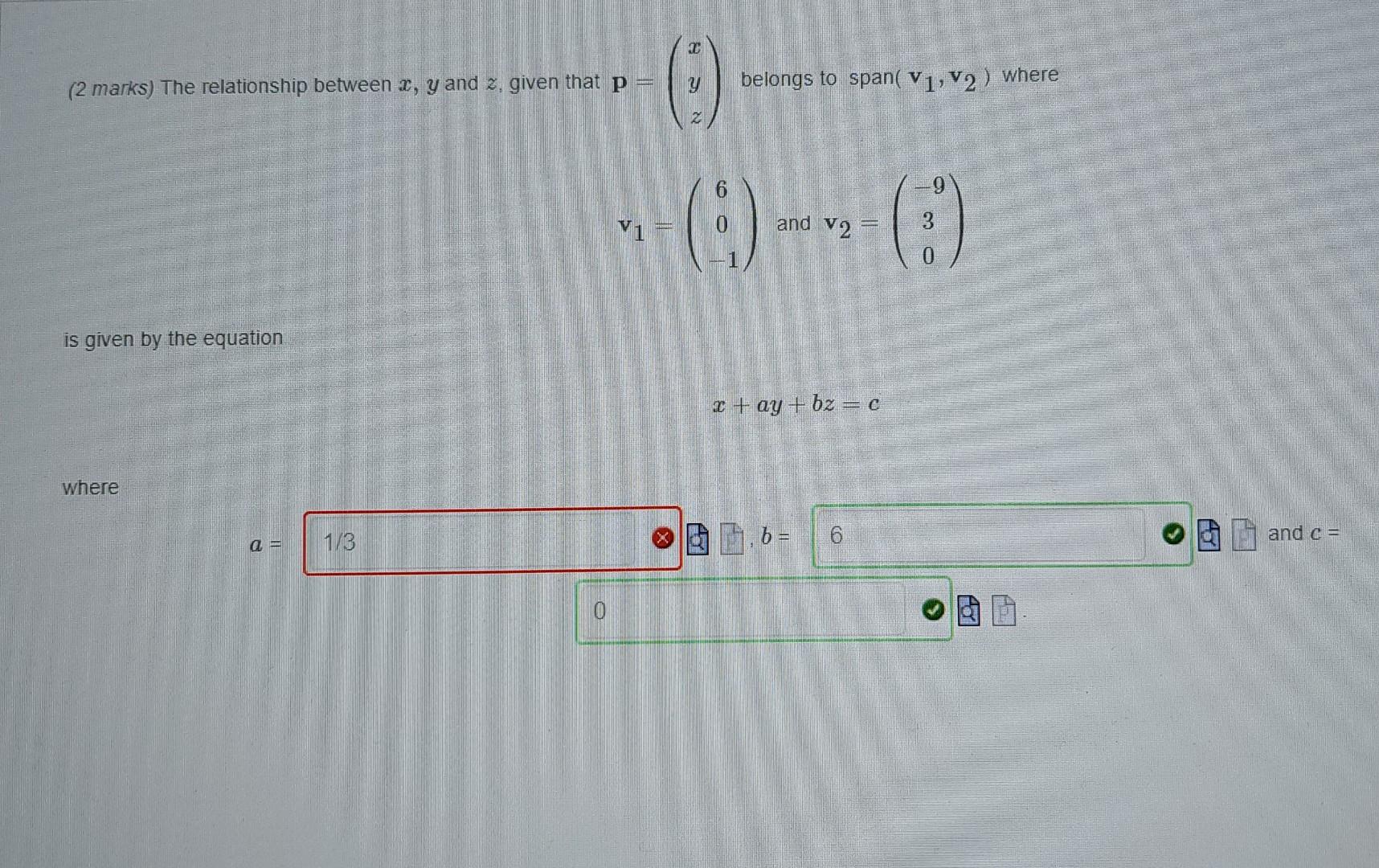 Solved (2 marks) The relationship between x,y and z, given | Chegg.com