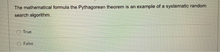 Solved The mathematical formula the Pythagorean theorem is | Chegg.com