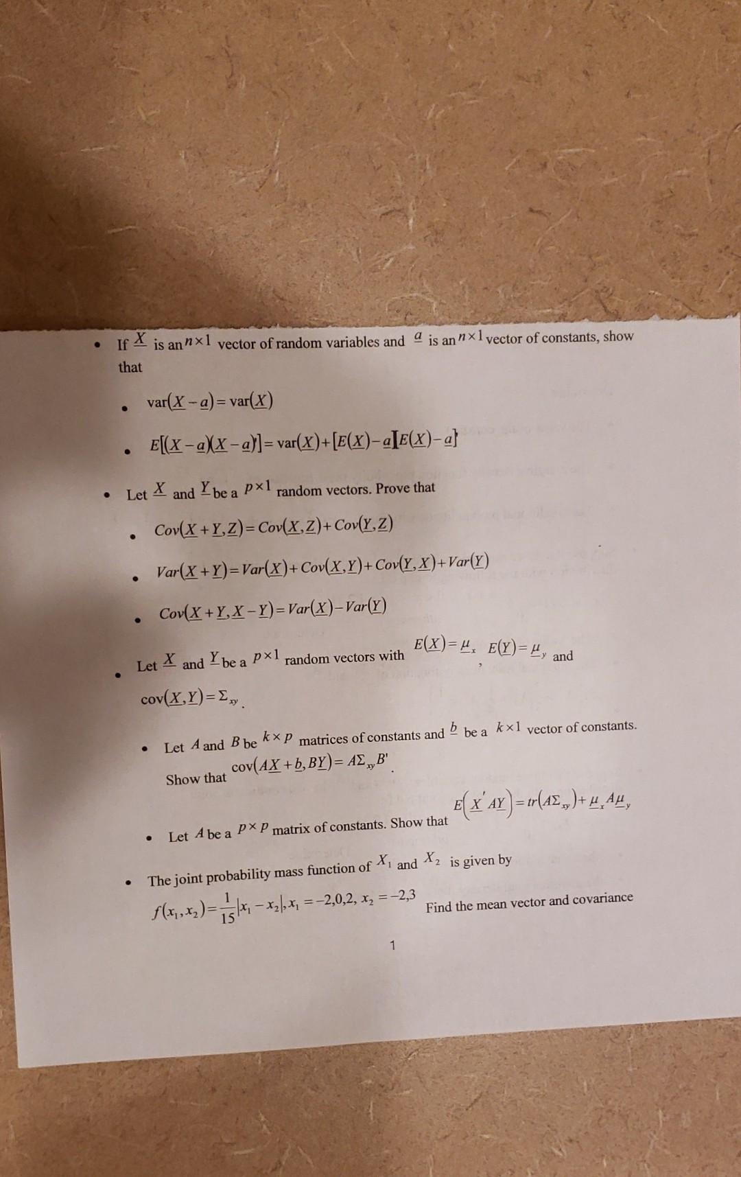 Solved If X is an nx1 vector of random variables and is an n | Chegg.com