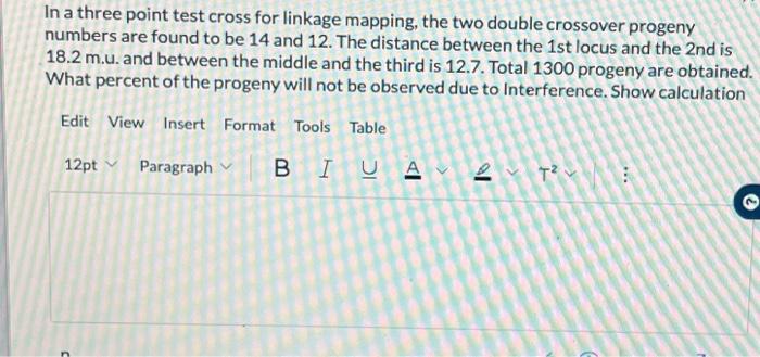 Solved In a three point test cross for linkage mapping, the | Chegg.com