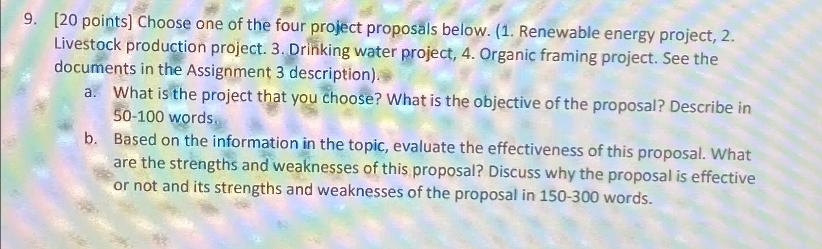 Solved [20 ﻿points] ﻿Choose one of the four project | Chegg.com