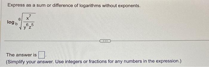 Solved Express as a sum or difference of logarithms without | Chegg.com
