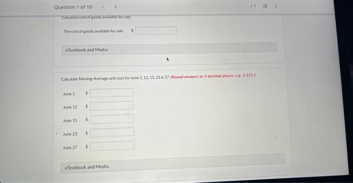 Solved Current Attempt in Progress Inventory data for Crane | Chegg.com
