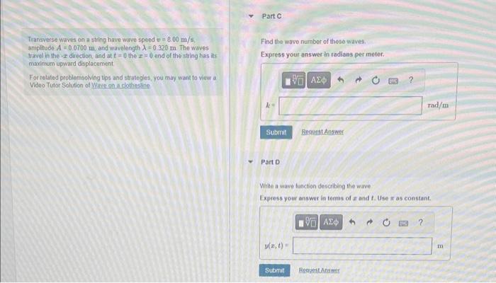 Solved Transverse waves on a string have wave speed v=800 | Chegg.com