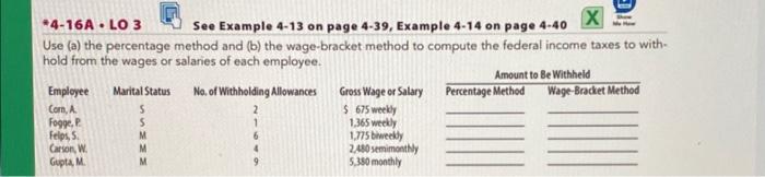 * 4-16A LO 3 Lee Example 4-13 on page 4-39, Example | Chegg.com