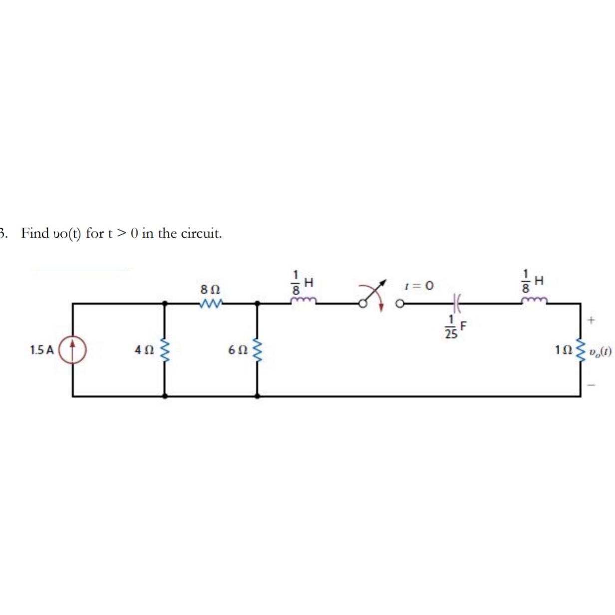 Solved Find vo(t) ﻿for t>0 ﻿in the circuit.t) | Chegg.com