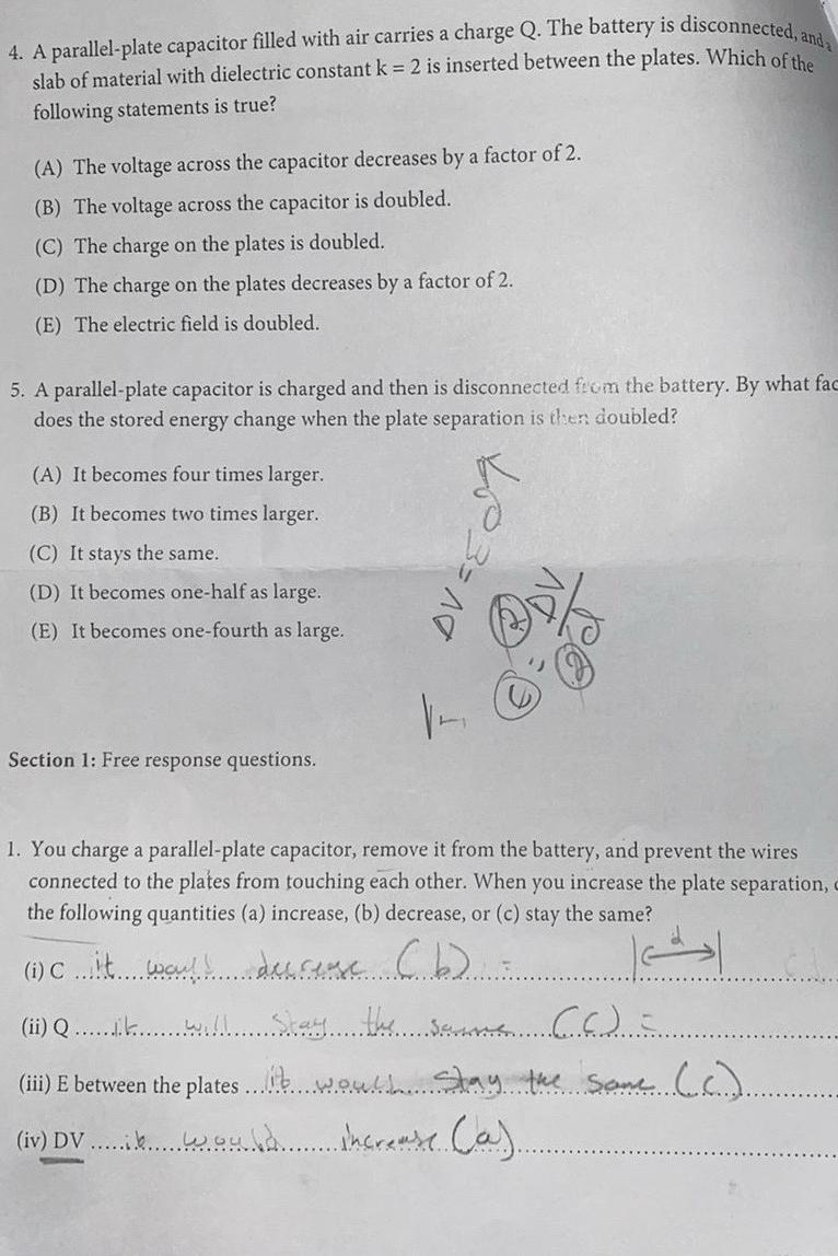 Solved A parallel-plate capacitor filled with air carries a | Chegg.com