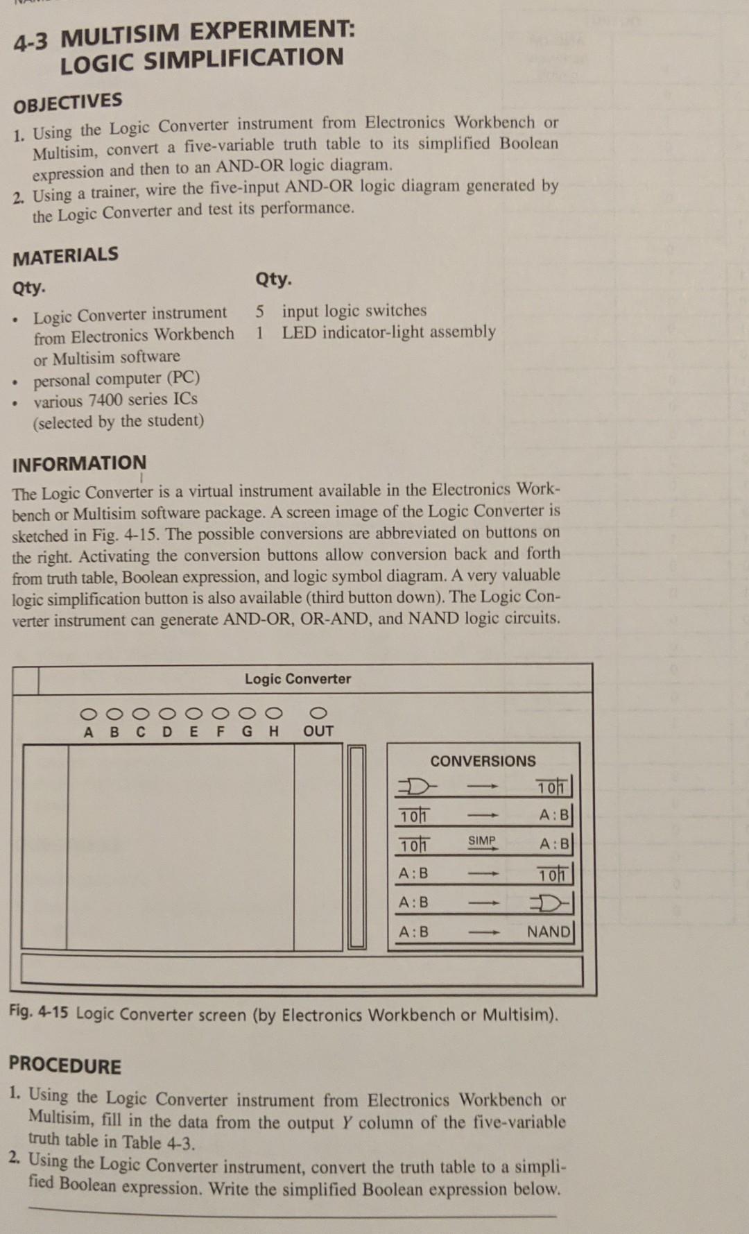 Solved 4-3 MULTISIM EXPERIMENT: LOGIC SIMPLIFICATION | Chegg.com