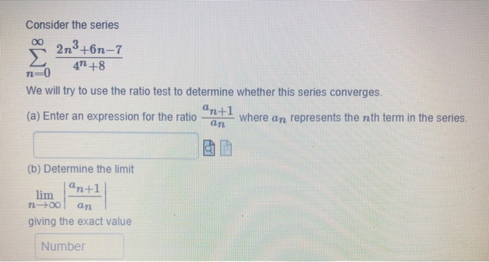 Solved Consider the series 2n3+6n-7 41 +8 n=0 We will try to | Chegg.com