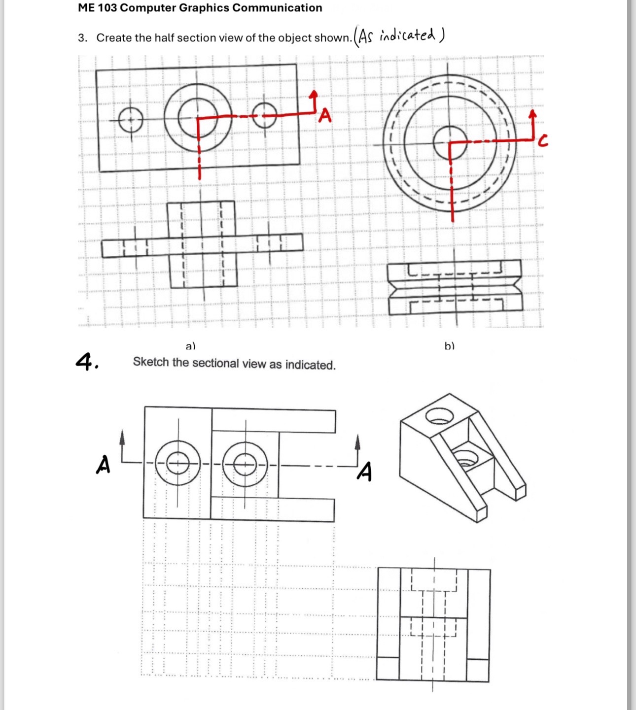 Solved ME 103 ﻿Computer Graphics Communication3. ﻿Create the | Chegg.com
