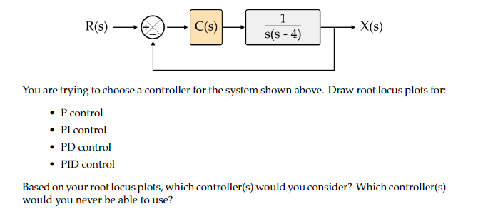 Solved You are trying to choose a controller for the system | Chegg.com