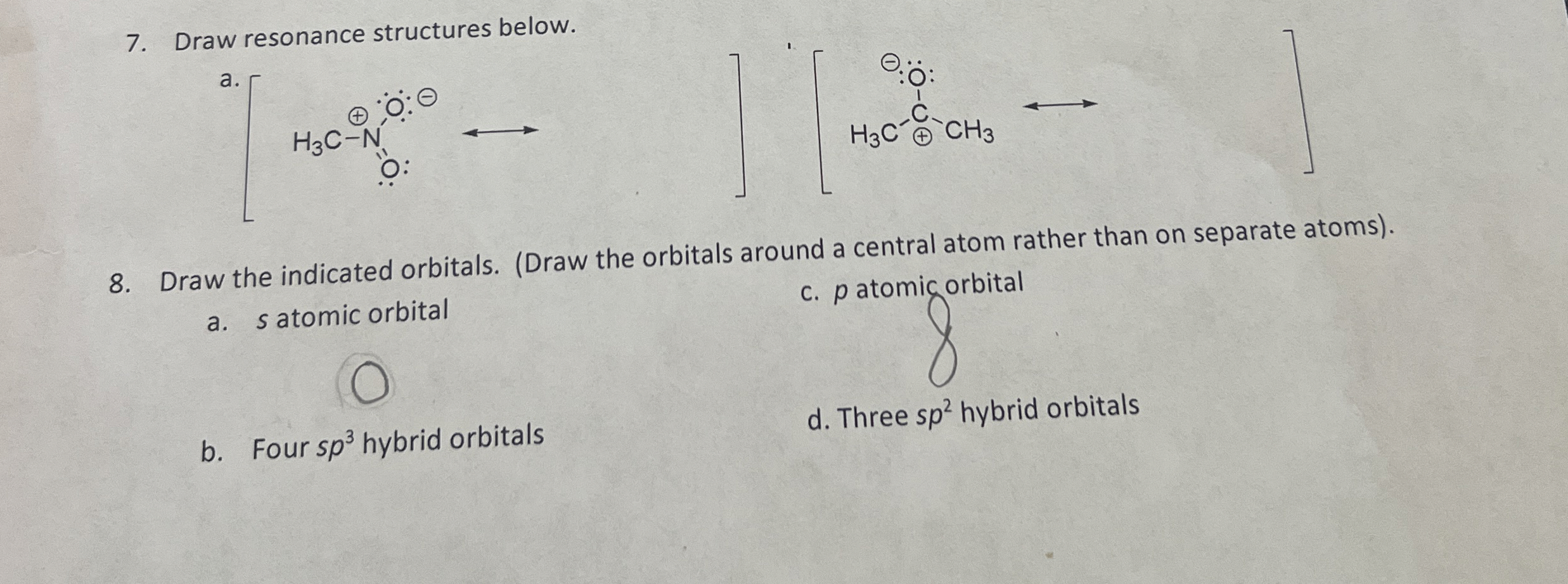 Solved Draw resonance structures below.a.Draw the indicated | Chegg.com