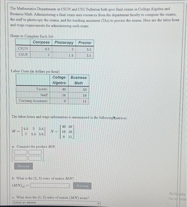 Solved The Mathematics Departments at CSUN and CSU Fullerton | Chegg.com