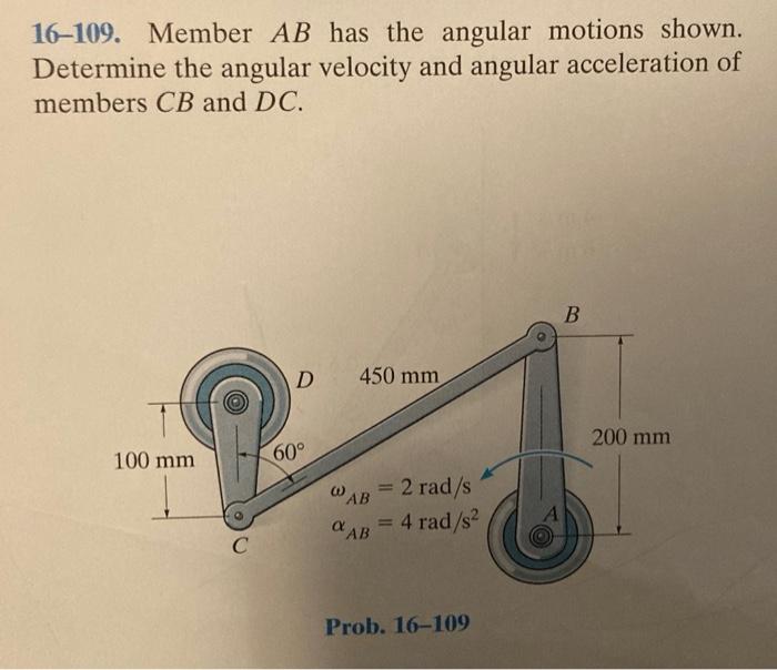 Solved 16-109. Member AB has the angular motions shown. | Chegg.com