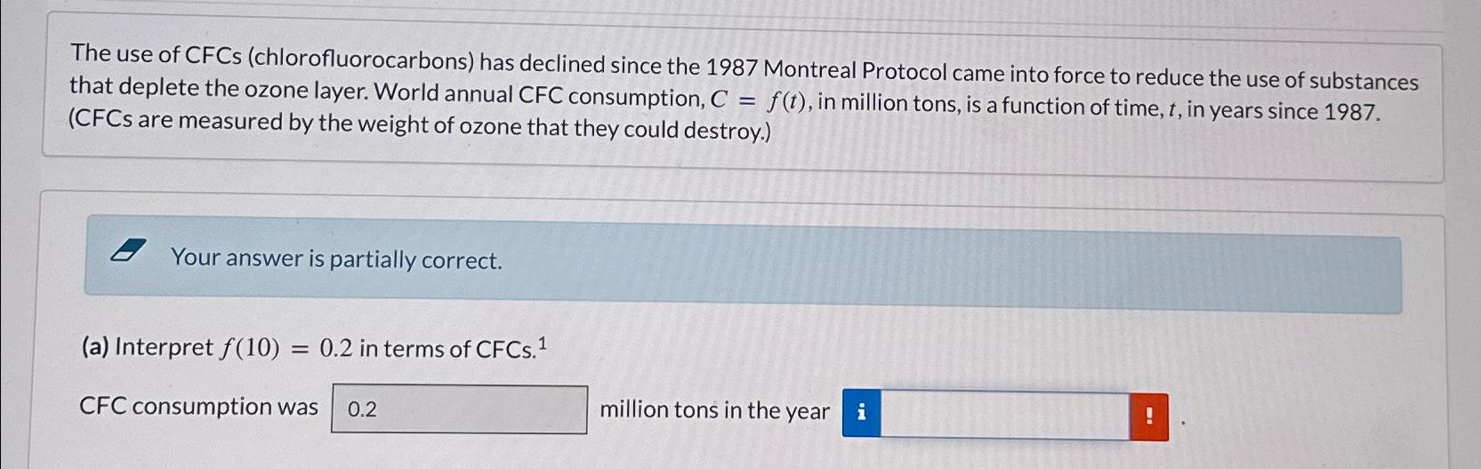 Solved The use of CFCs (chlorofluorocarbons) ﻿has declined | Chegg.com