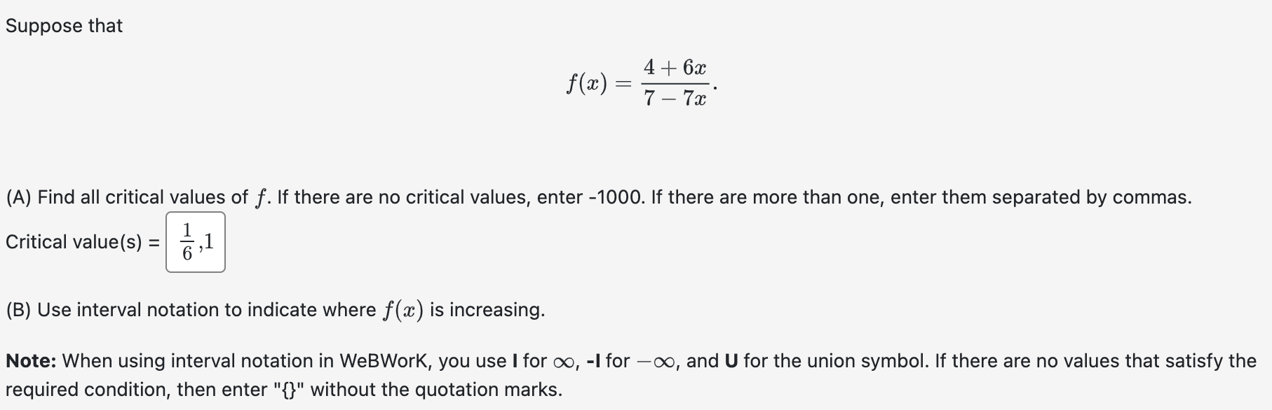 Solved Suppose thatf(x)=4+6x7-7x(A) ﻿Find all critical | Chegg.com