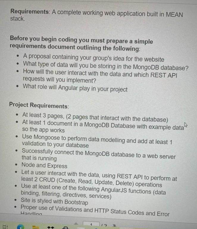Solved Create a web application using MEAN stack, MongoDB | Chegg.com