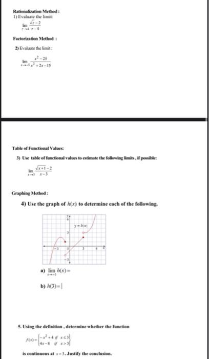 Solved Rationalization Method: 1) Evaluate the limit | Chegg.com