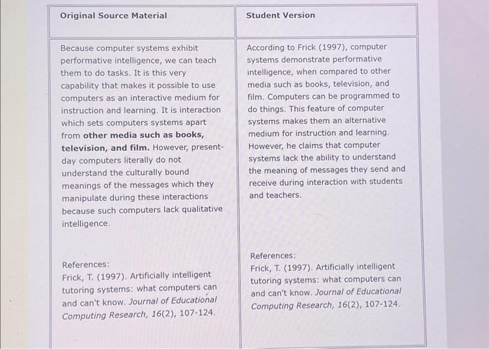 Solved Original Source Material Student Version Because | Chegg.com