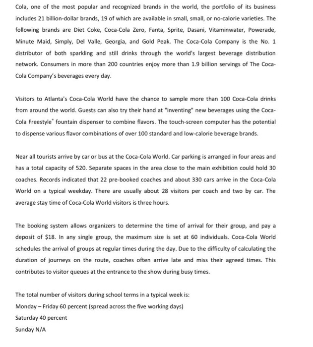 Solved The history of Coca-Cola started in 1886 when the | Chegg.com