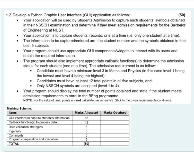 Solved 1.2. Develop a Python Graphic User Interface (GUI) | Chegg.com Solved 1.2. Develop a Python Graphic User Interface (GUI) | Chegg.com