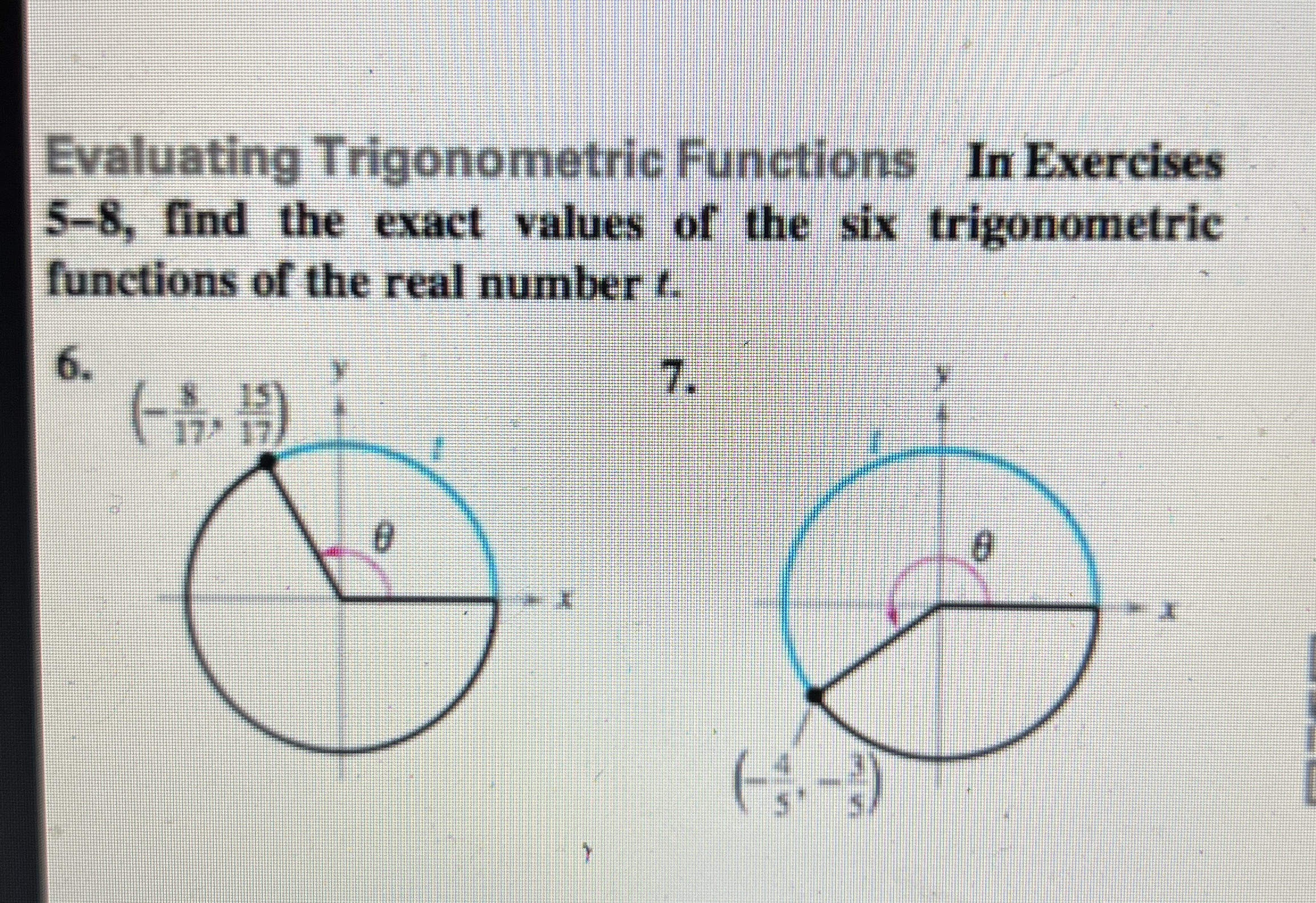 Solved Evaluating Trigonometric Functions In Exercises 5-8, | Chegg.com