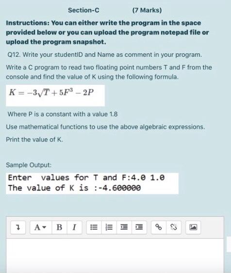Solved Section-C (7 Marks) Instructions: You can either | Chegg.com