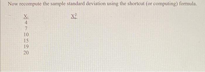 Solved 1) For the sample shown below, determine the mean and | Chegg.com
