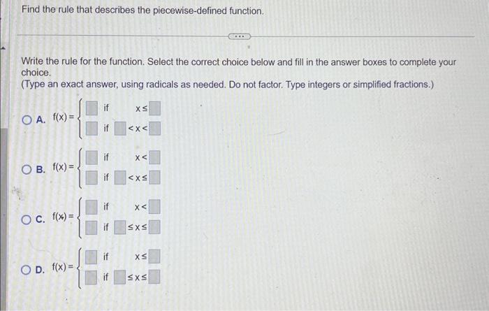 Solved Find the rule that describes the piecewise-defined | Chegg.com