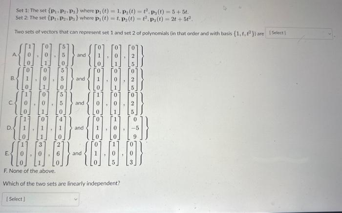 Solved Set 1: The set {p1,p2,P3} where | Chegg.com