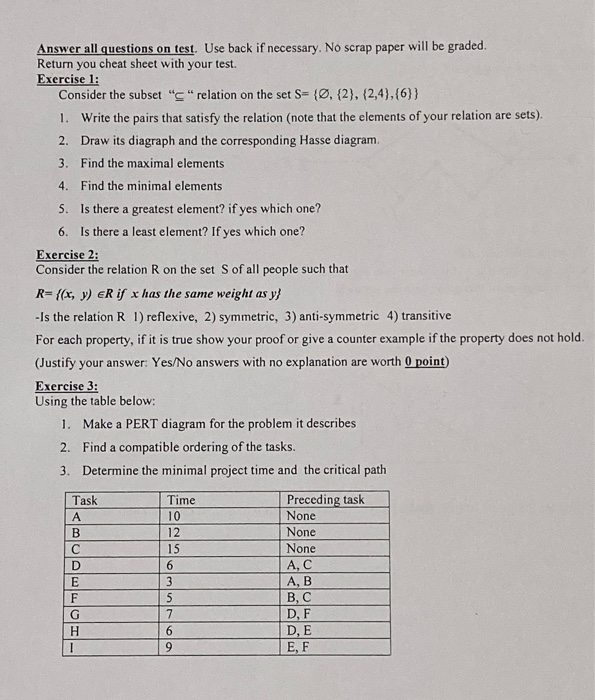 Solved Answer all questions on test. Use back if necessary. | Chegg.com