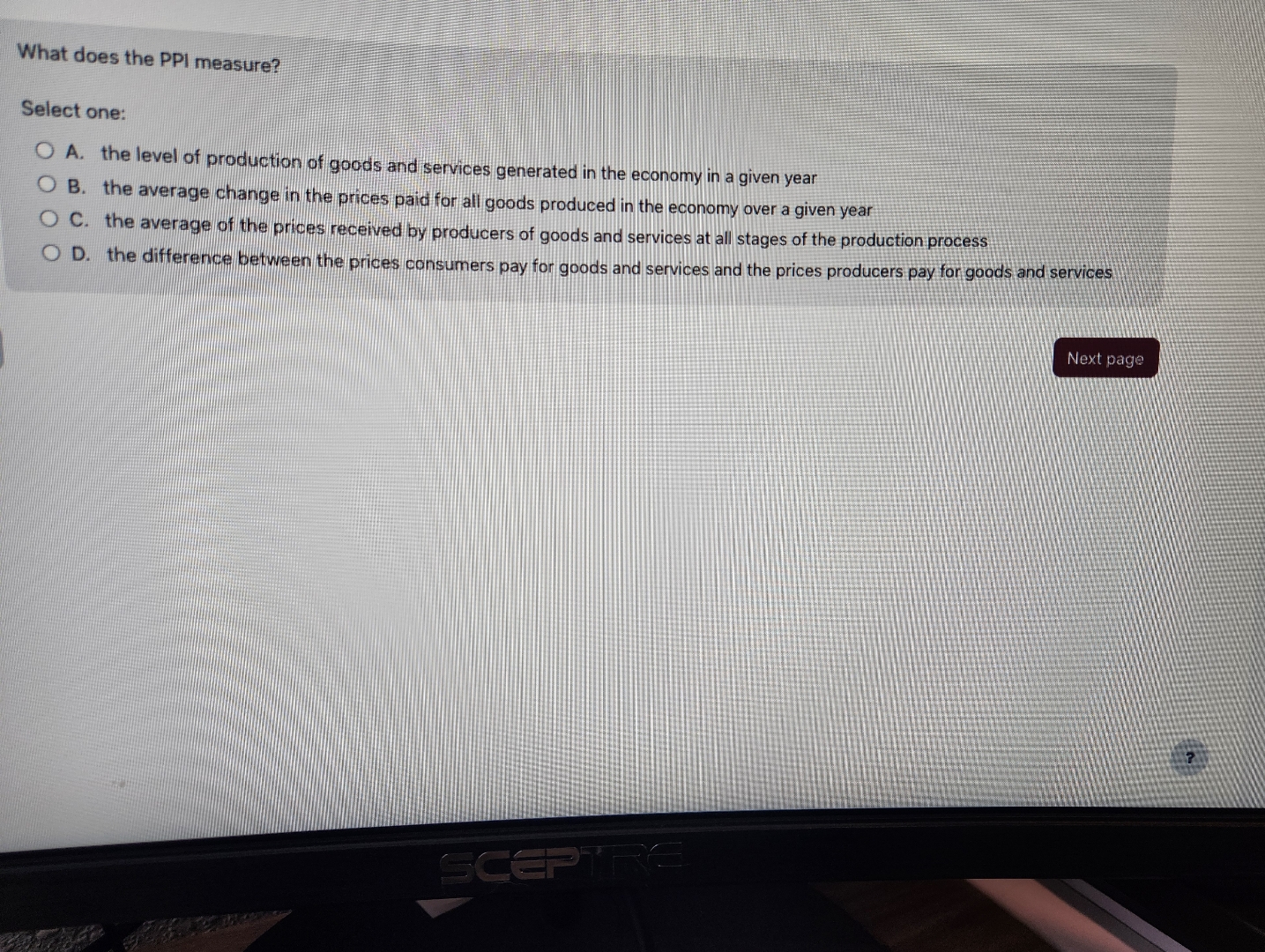 Solved What does the PPI measure?Select one:A. ﻿the level of | Chegg.com