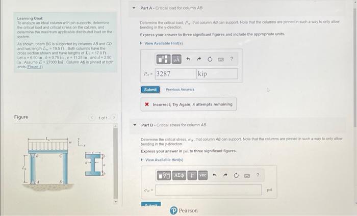 Solved Learning Goal: To analyze an ideal column with pin | Chegg.com