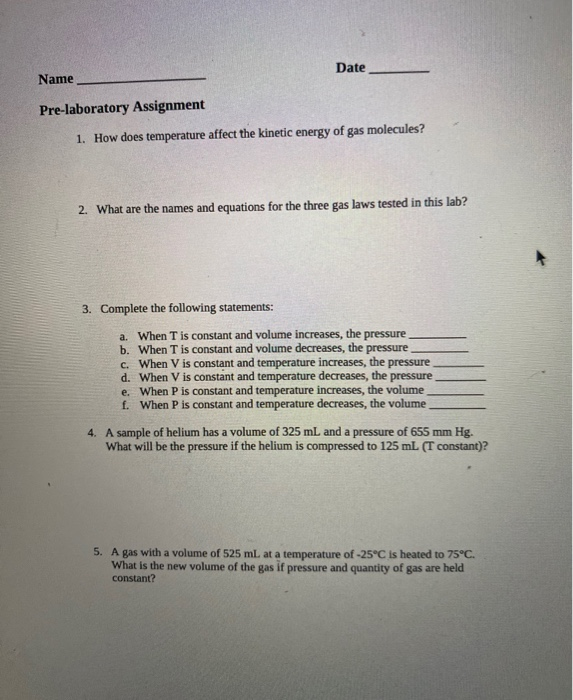 Solved Lab #8: Exploring the Properties of Gases Purpose In | Chegg.com