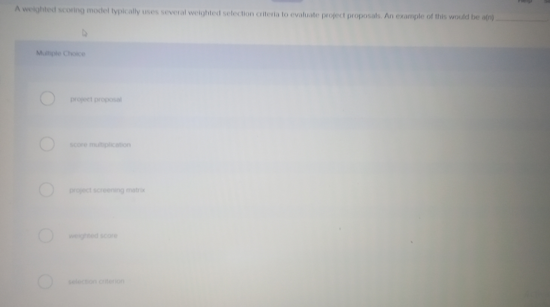 Solved A weighted scoring modet typically uses several | Chegg.com