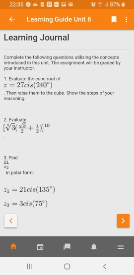 Solved 22:35 ... 87% . Learning Guide Unit 8 Learning | Chegg.com