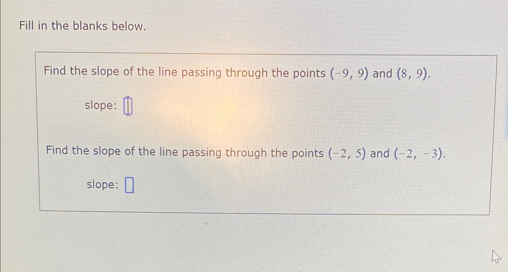 Fill in the blanks below.Find the slope of the line | Chegg.com