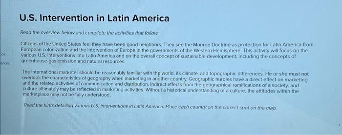 U.S. Intervention in Latin America Read the overview | Chegg.com