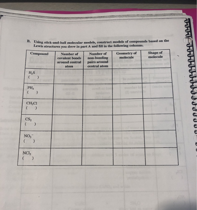 Solved Lab Instructor Experiments Covalent Molecules and | Chegg.com