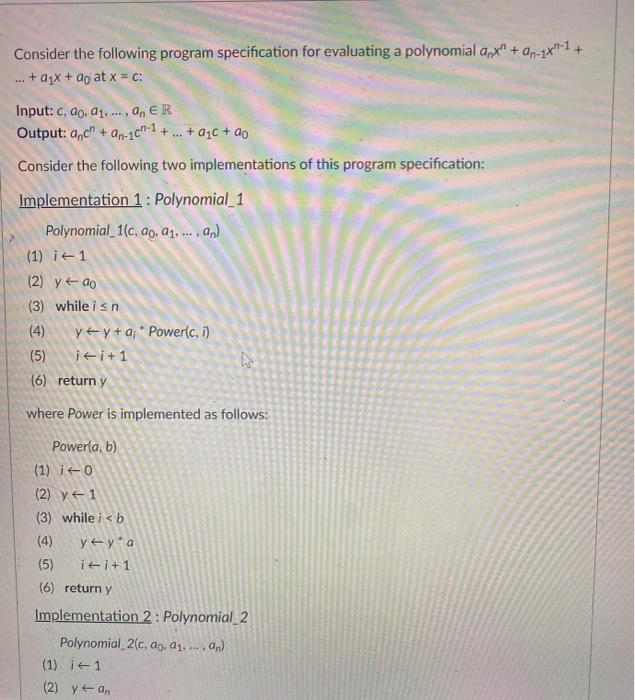 Solved Consider the following program specification for | Chegg.com