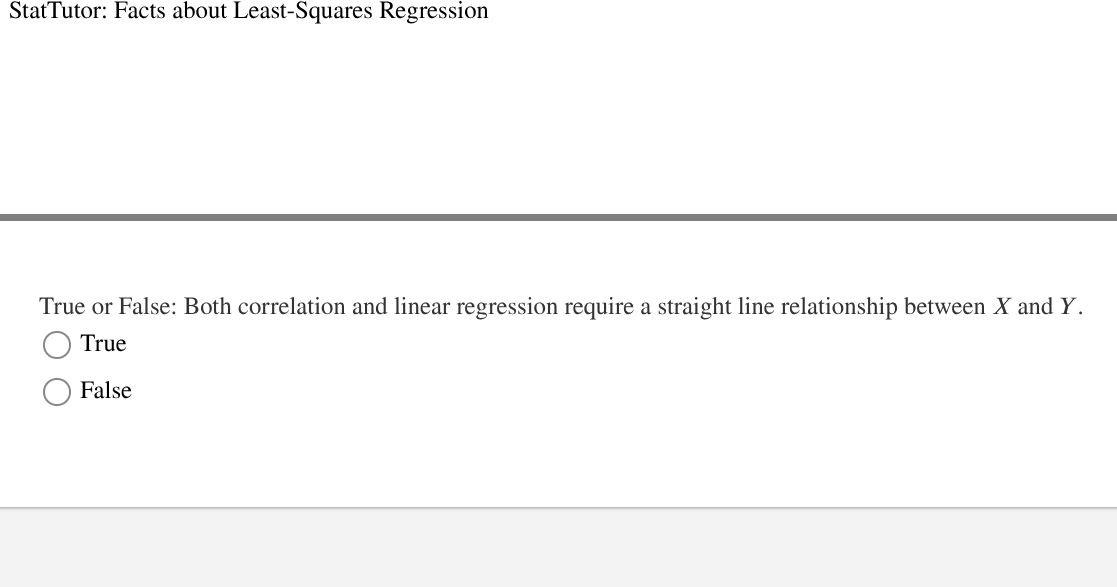 Solved StatTutor: Facts about Least-Squares RegressionTrue | Chegg.com