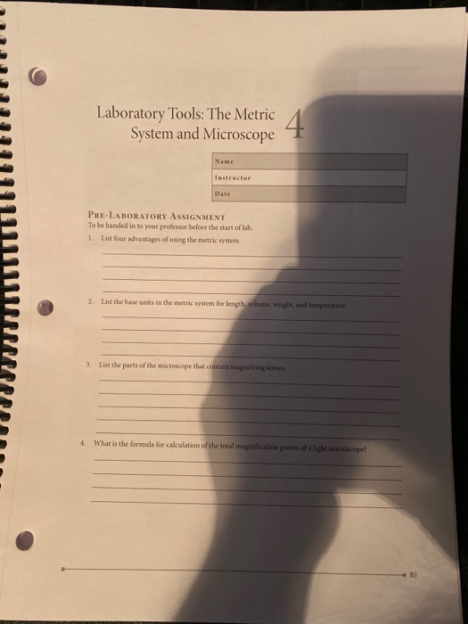Solved Laboratory Tools: The Metric System and Microscope 4. | Chegg.com