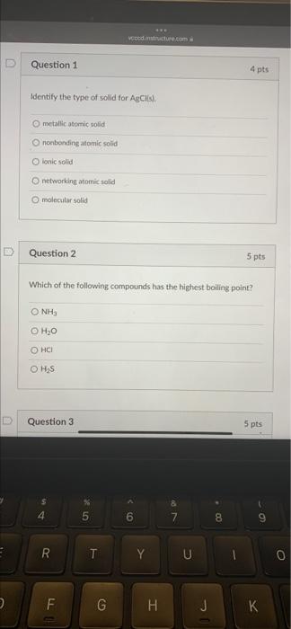 Solved Vodule Question 1 4 pts Identify the type of solid | Chegg.com