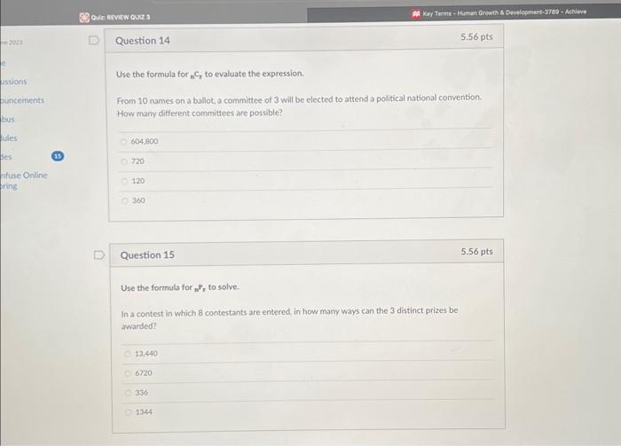 Solved Question 14 5.56pts Use the formula for ncF to | Chegg.com