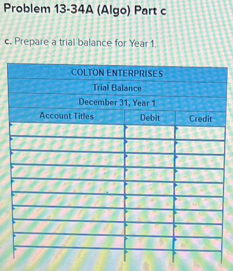 Solved Problem 13-34A (Algo) ﻿Two complete accounting cycles | Chegg.com